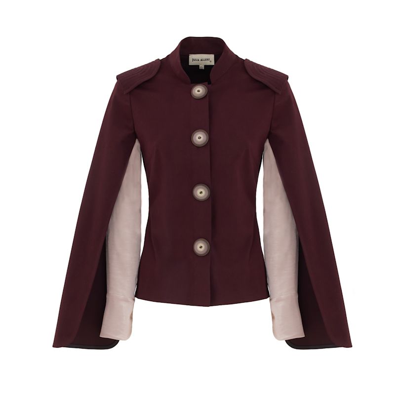 Tailored Structured Cape Blazer Burgundy | Julia Allert | Wolf & Badger