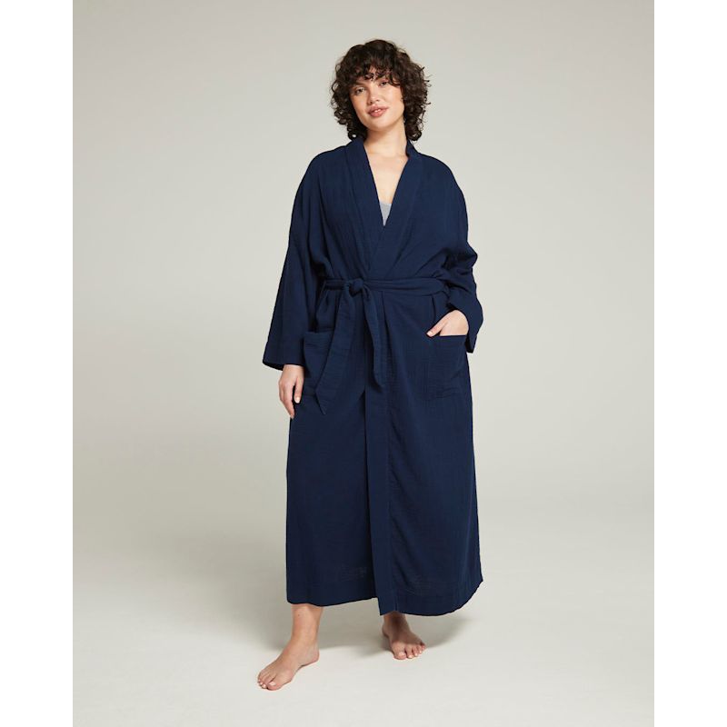 The Classic Belted Robe - Navy | Nudea | Wolf & Badger