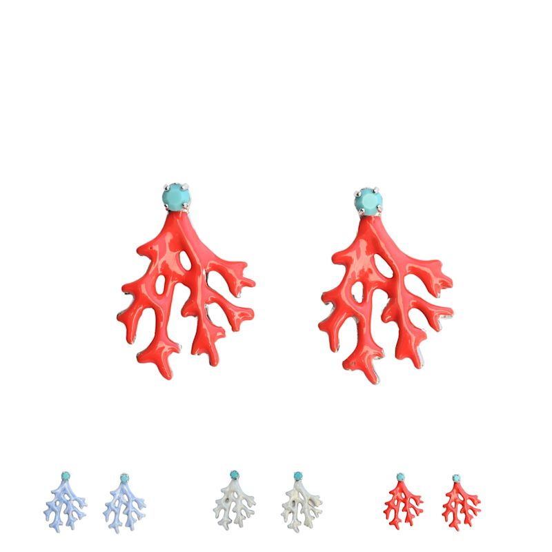 The Pink Reef Mini Coral Earring In Pearl Sea Blue | The Pink Reef ...