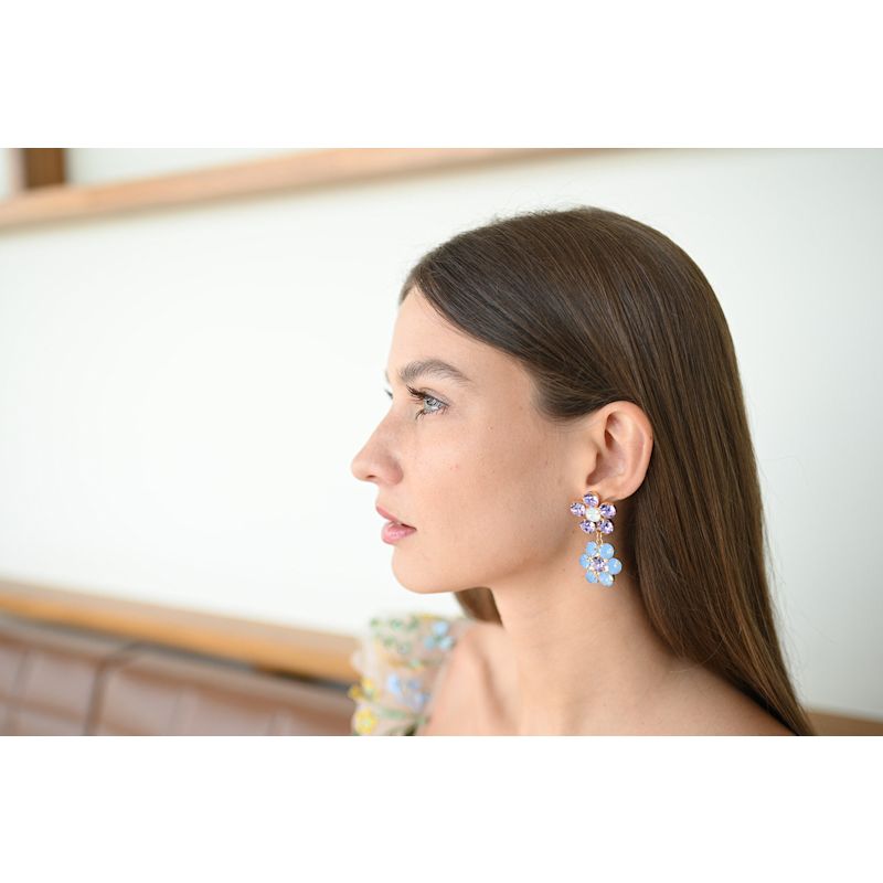 The Pink Reef Penelope Handcrafted Gem Double Floral In Emerald | The ...