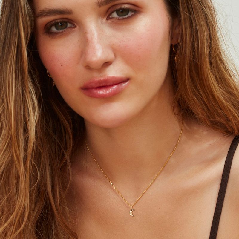 Tiny Moon Necklace Gold | Muru | Wolf & Badger