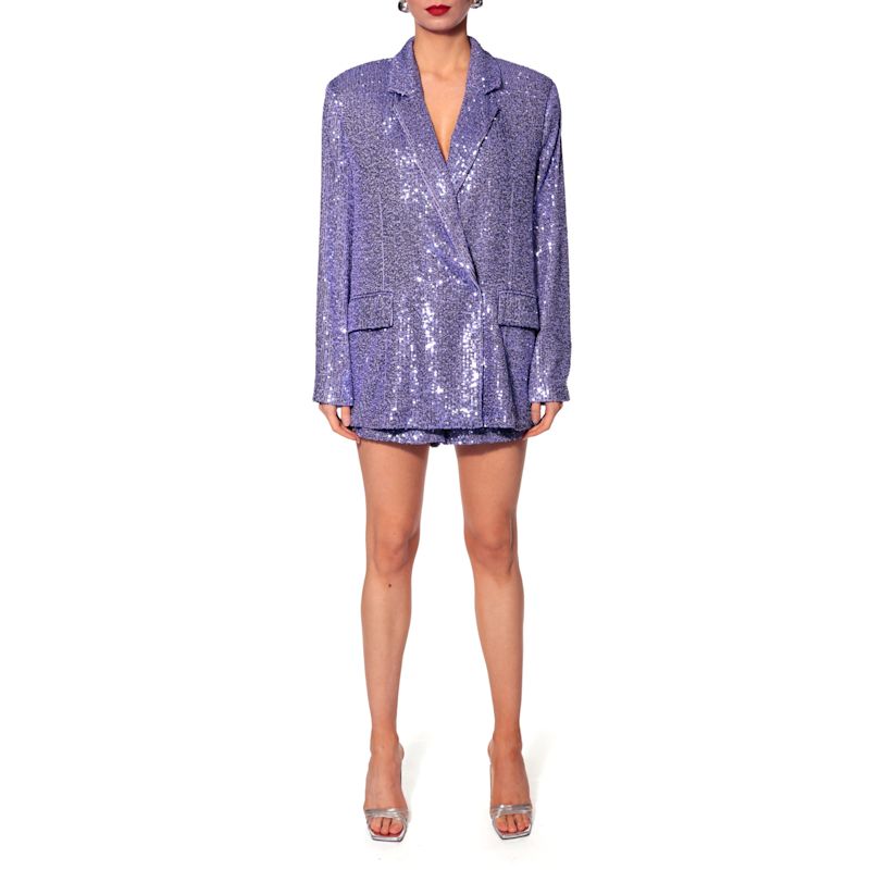 Tori Purple Sparkle Sequin Blazer | AGGI by HALEWSKI | Wolf & Badger