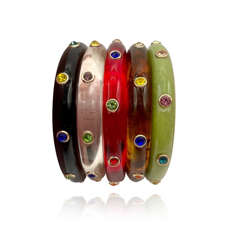 Tortoise Resin Bangle With Multi-Color Crystals | Michael Nash Jewelry ...