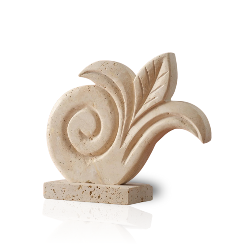Travertine Sculpture For Interior Display, Beige & Laurel Leaf Spiral ...