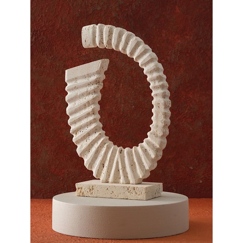 Handmade Helix Travertine Sculpture, Textured Form | MARLETH | Wolf ...