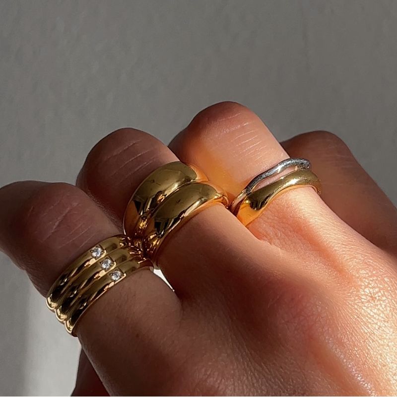 Two Tone Double Stacked Wave Rings - Thick Silver | Mickey's Girl ...