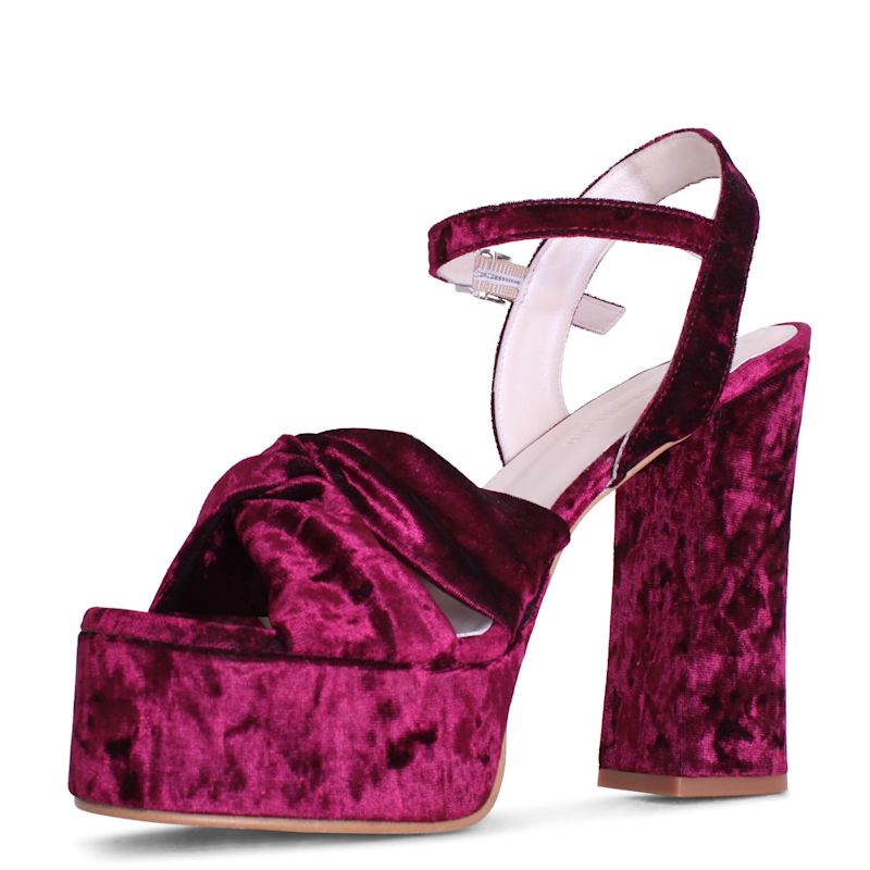 Tyla Merlot Red Velvet Platform Heel | Terry de Havilland | Wolf & Badger