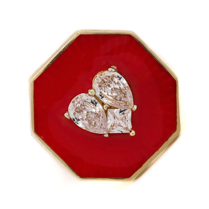 Love Red Enamel Magical Diamond Heart Adjustable Statement Ring - Red ...