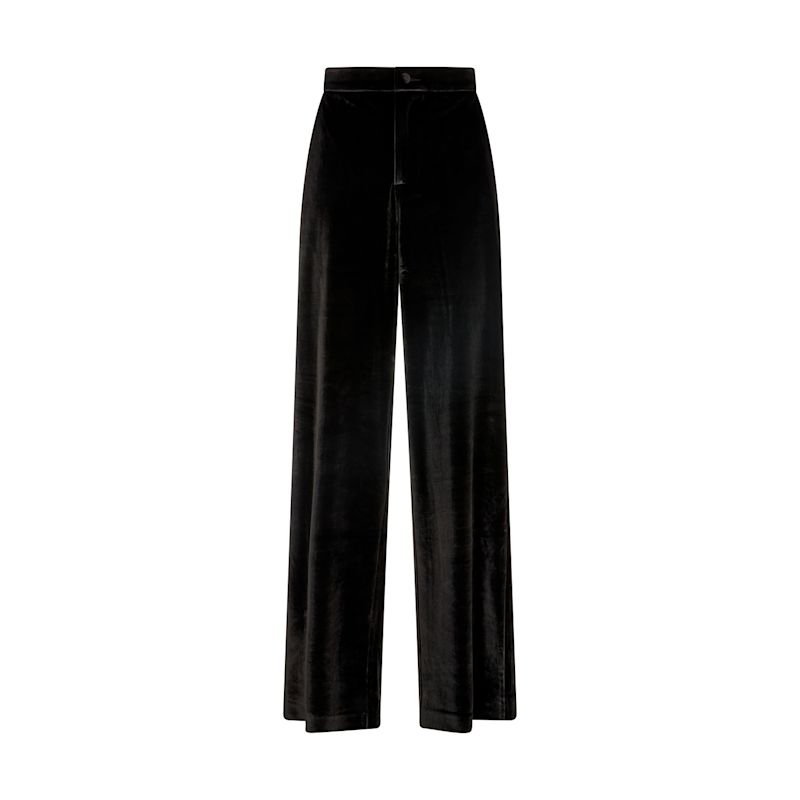 Valerie Straight Leg Velvet Trouser In Black | Lily and Lionel | Wolf & Badger