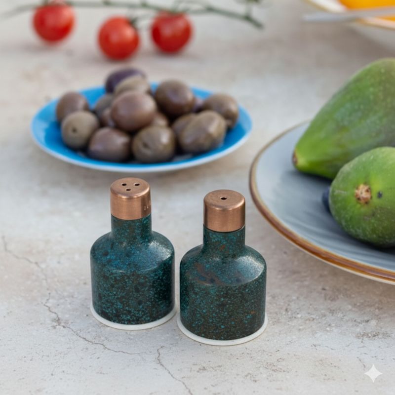 Verdigris Patina Solid Copper Salt & Pepper Shaker Set | ANATOLIACRAFT ...
