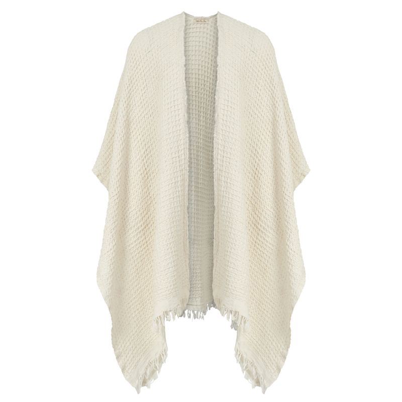 Waffle Poncho Beige - Boho Unisex Cape | Zhenabia | Wolf & Badger
