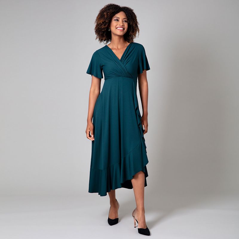 Waterfall Midi Dress In Pine Green | Alie Street London | Wolf & Badger