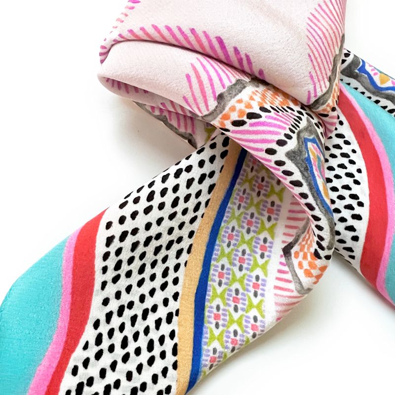 Wavy Border Silk Square Scarf | Maraethra | Wolf & Badger