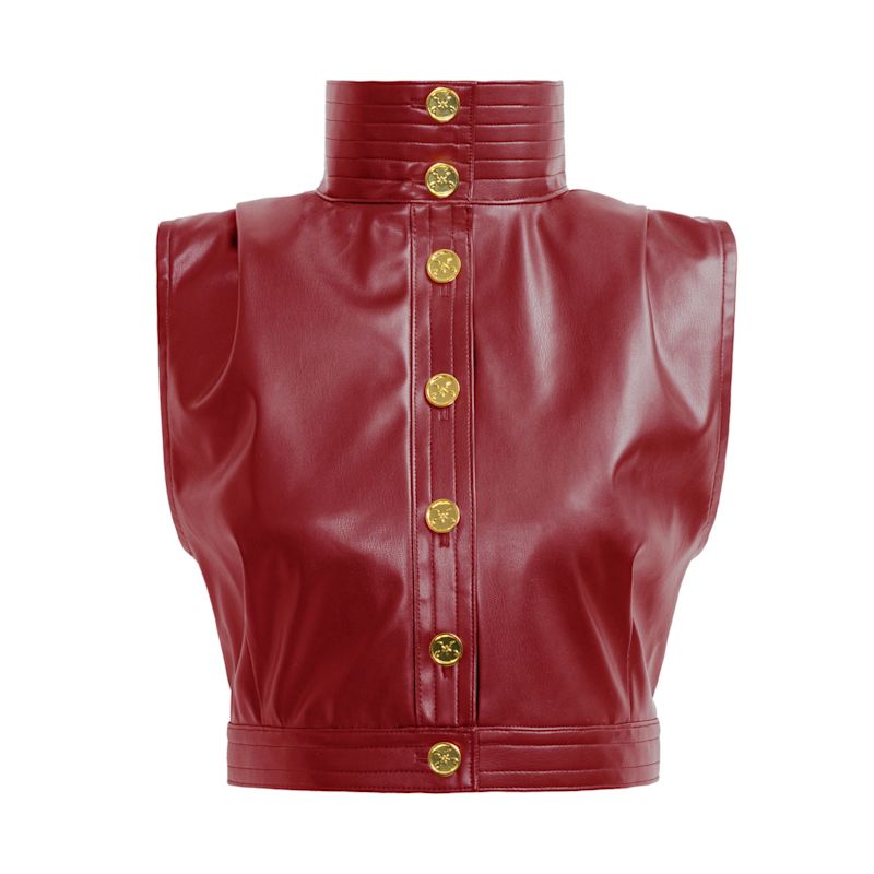 Red Leather Vest – High Neck, Structured Fit | Kargede | Wolf & Badger