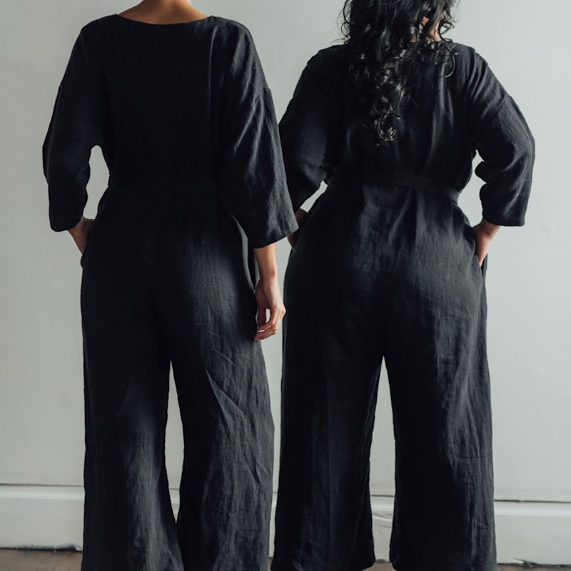 Wide Leg Button Down Belted Jumpsuit - Black | Joeleen Torvick | Wolf ...
