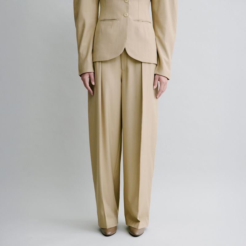 Wide Pleat Suit Trousers | Luroq London | Wolf & Badger