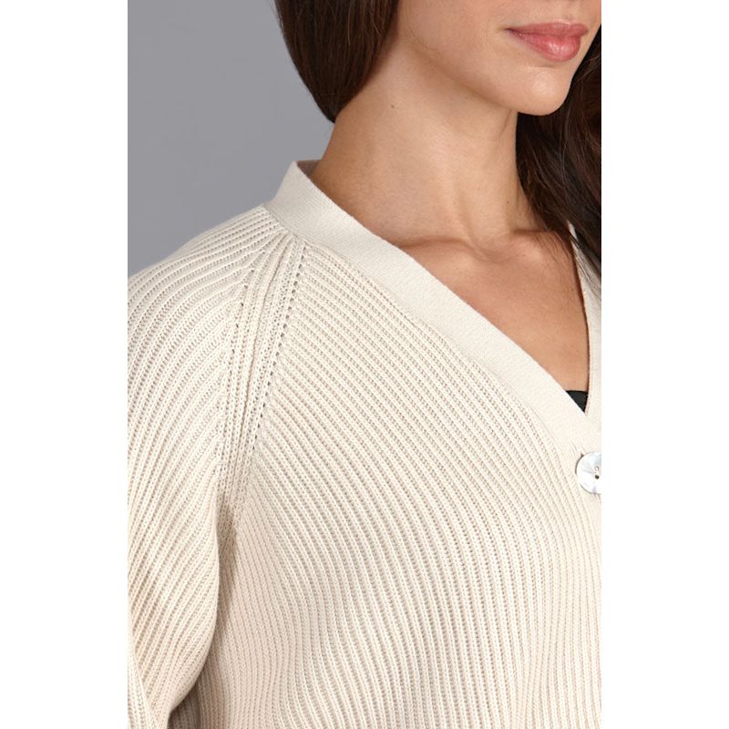Womens Cotton Tilda Oversized V Neck Ribbed Cardigan - White | Paul ...