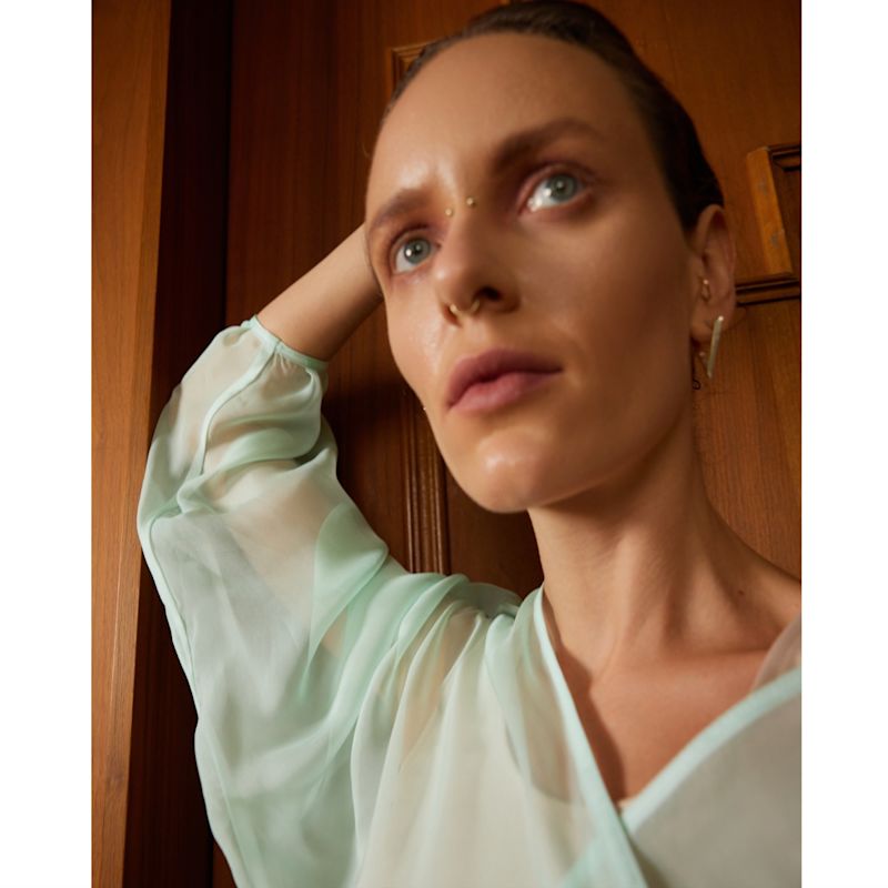 Wrap Sheer Organza Blouse Mint Green | Julia Allert | Wolf & Badger