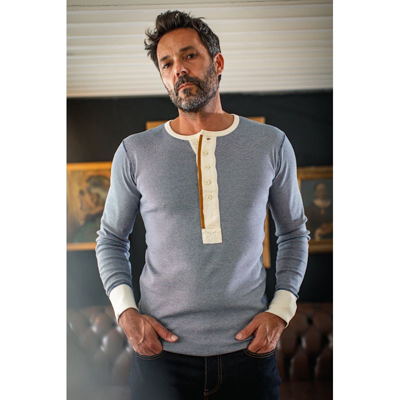 &Sons Wilder Henley Ticking Blue | &SONS Trading Co | Wolf & Badger
