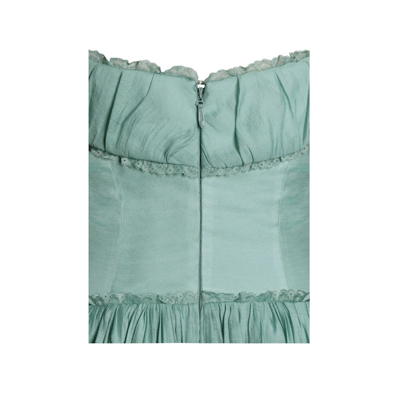 Xavy Teal Green Off Shoulder Corset Midi Dress | Miss Circle New York ...