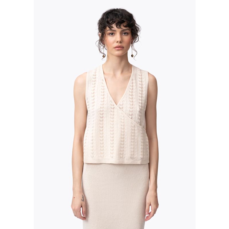 Yara | Pointelle Knit Top - Birch | Narvan | Wolf & Badger