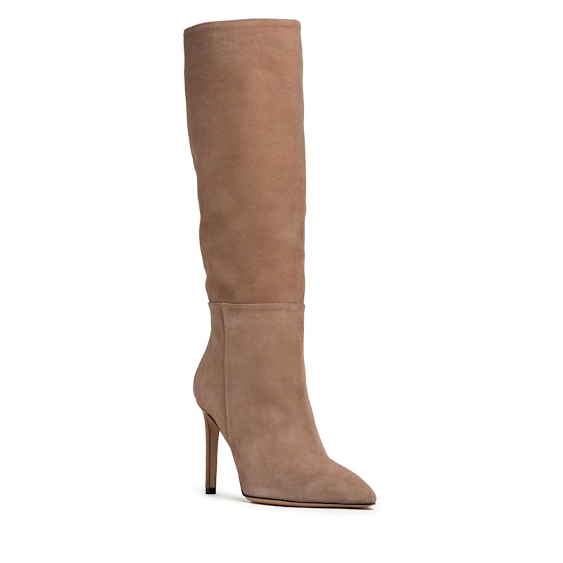 Yara Comfortable Brown Suede Tall High Heel Boot | Beautiisoles by ...