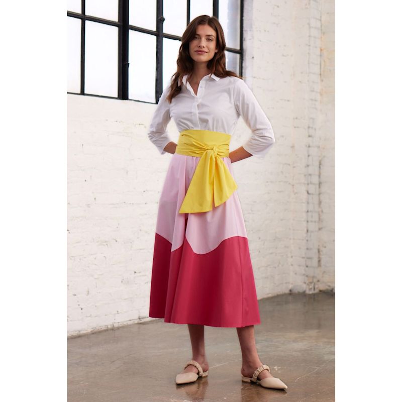 Yellow Pink Wave Colorblock Shirt Dress | Marianna Déri | Wolf & Badger