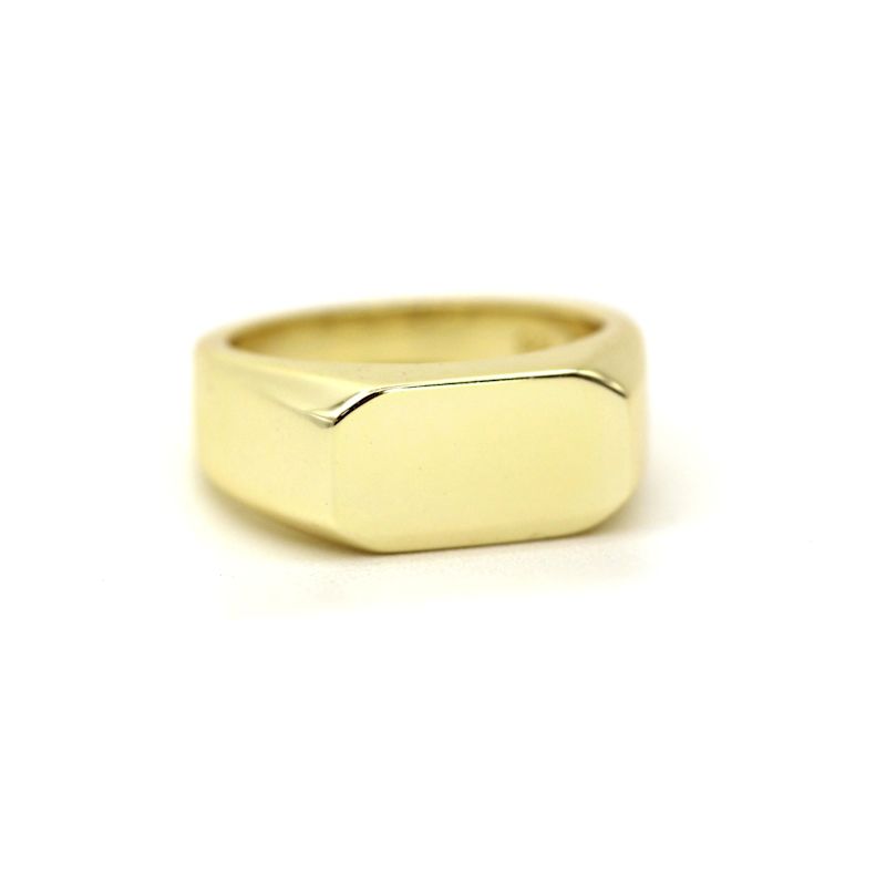 Yellow Solid Gold Bold Signet Ring For Men | VicStoneNYC Fine Jewelry ...