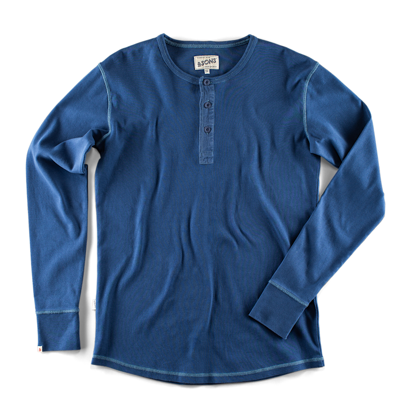 The New Elder Henley Shirt Indigo | &SONS Trading Co | Wolf & Badger