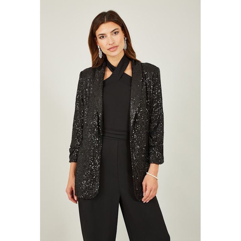 Yumi Sequin Blazer With Pockets Black | Yumi | Wolf & Badger