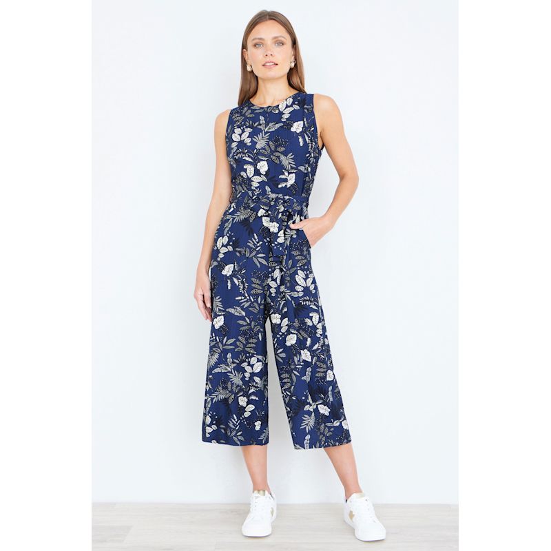 Yumi Navy Leaf Culotte Jumpsuit | Yumi | Wolf & Badger