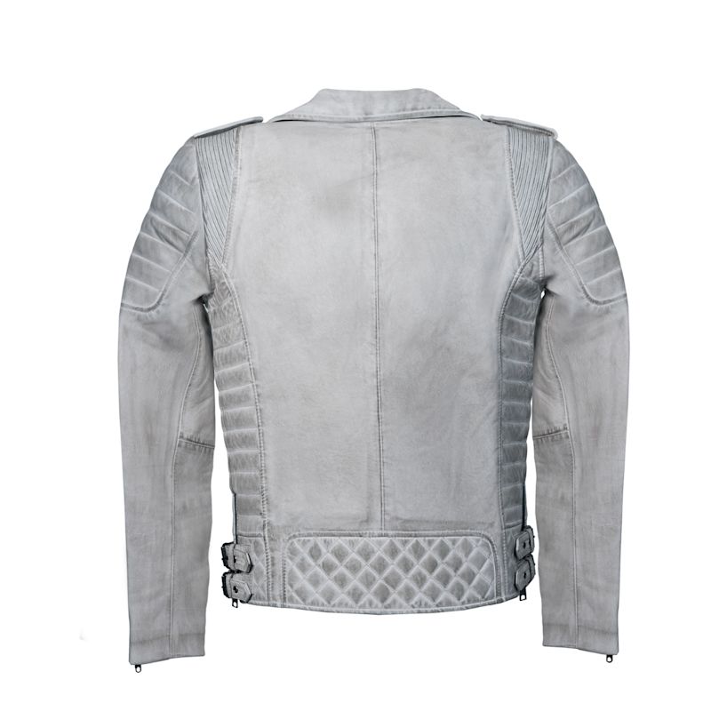 Blue Motorcycle-Men Gray Biker Jacket | ZastaStudio | Wolf & Badger