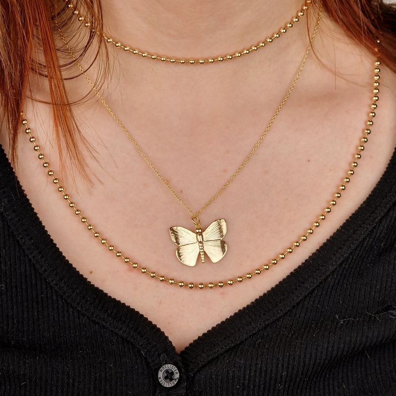 Gold Plated Classic Ball Bead Extra Long Layering Chain Necklace ...