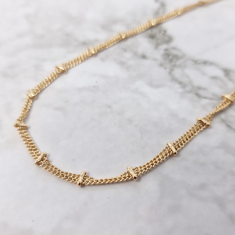 Gold Vermeil Double Chain Minimalist Layering Necklace | Harfi | Wolf ...