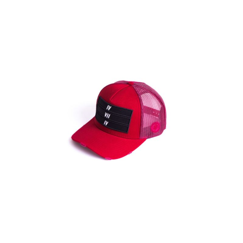 474 Black 3 Bars Trucker Hat - Red | 474 co | Wolf & Badger