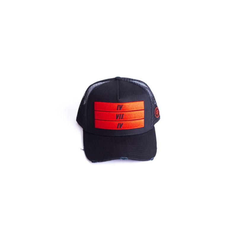 474 Red 3 Bars Trucker Hat - Black, Red | 474 co | Wolf & Badger