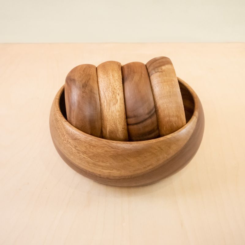 Acacia Calabash Bowls Set - One Large & Four Small Bowls | LIKHÂ | Wolf ...