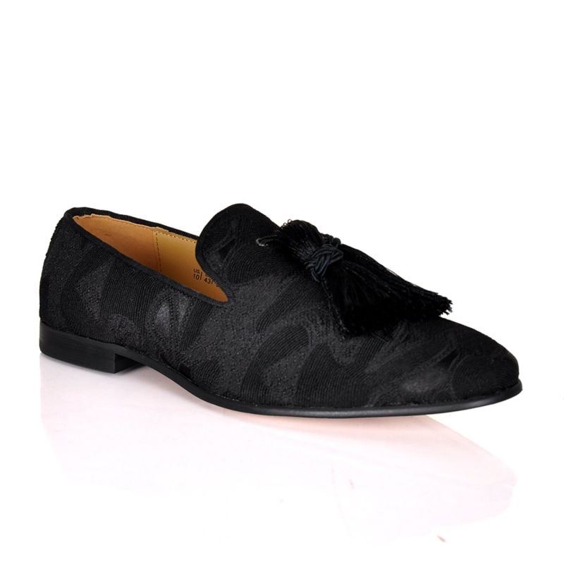 Alberto Abstract Jacquard Loafers - Black | DAVID WEJ | Wolf & Badger