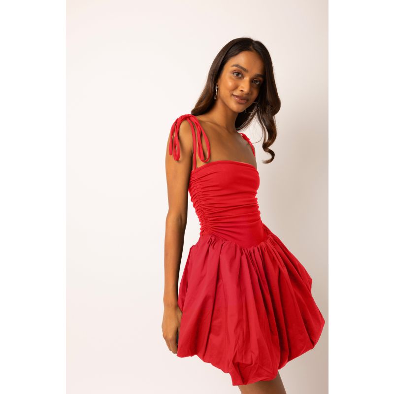 Alexa Cherry Red Puffball Mini Dress | AMY LYNN | Wolf & Badger