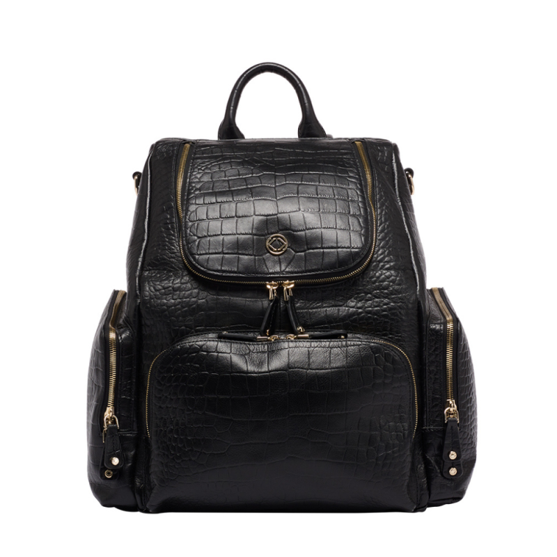 Amber Embossed Black Leather Backpack | KeriKit England | Wolf & Badger