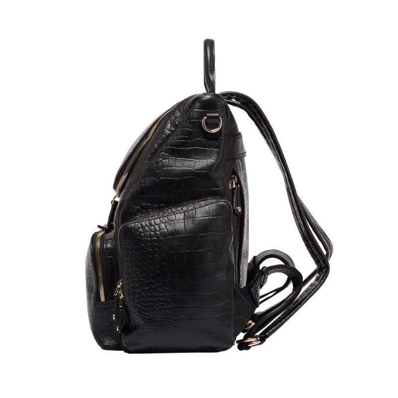 Amber Embossed Black Leather Backpack | KeriKit England | Wolf & Badger