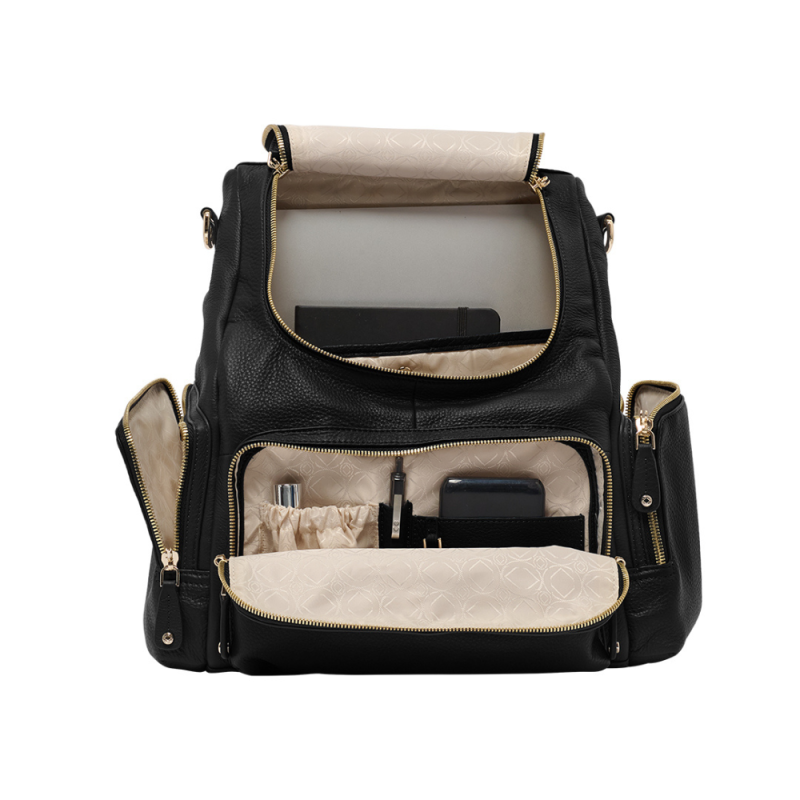 Amber Midi Pebble Black Leather Backpack | KeriKit England | Wolf & Badger