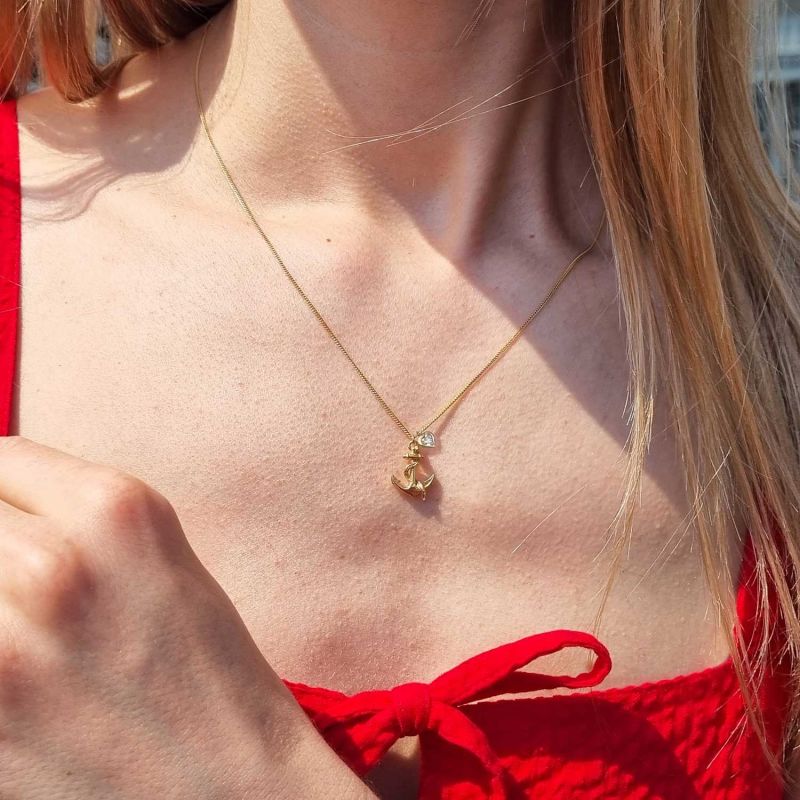 Anchor & Heart Diamond Necklace – Gold | Lee Renee | Wolf & Badger