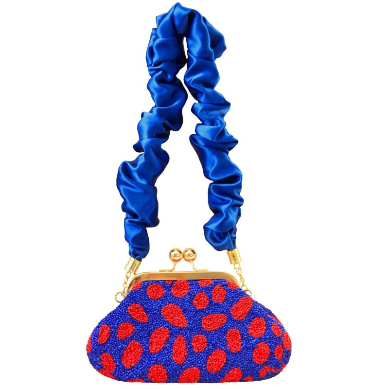 Arnoldi Mandy Hand-Beaded Clutch In Savoy Blue And Red | Brunna.Co ...