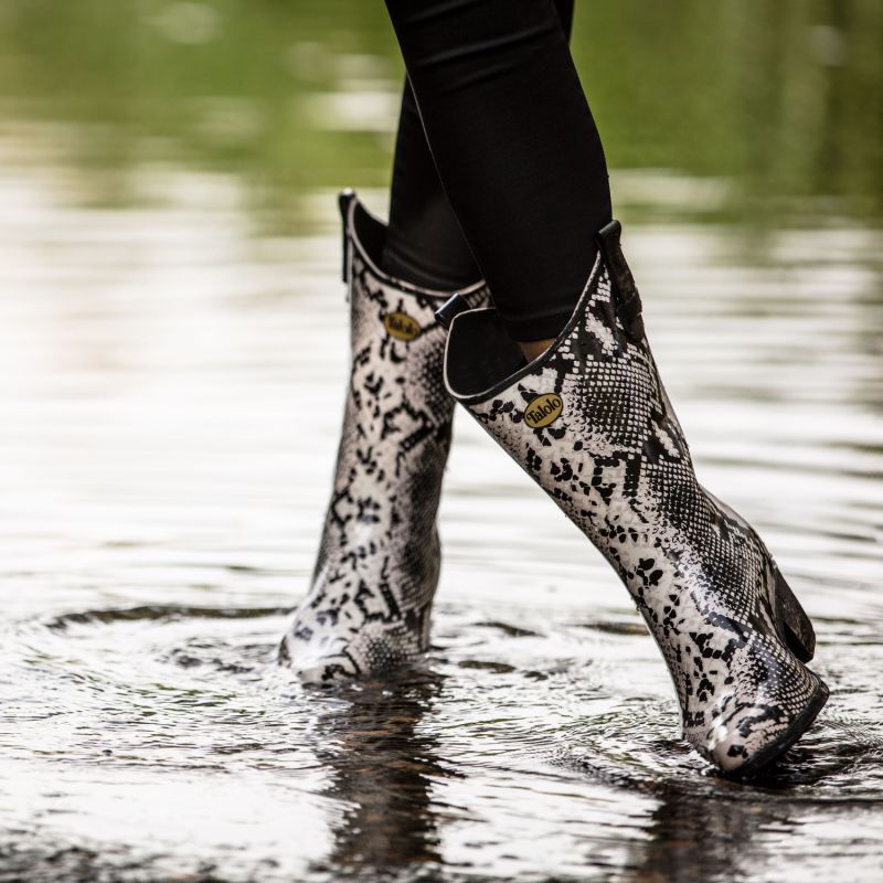 Bandy Snake Black and White Cowboy Boot Wellies | Talolo Boots | Wolf ...
