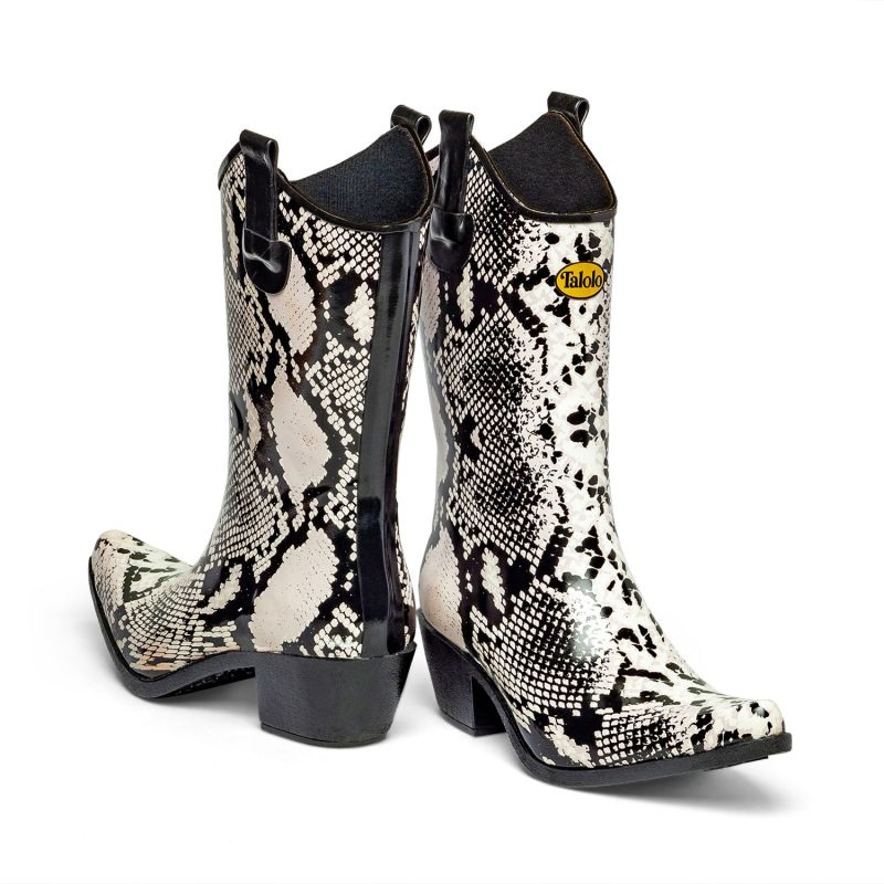 Bandy Snake Black and White Cowboy Boot Wellies | Talolo Boots | Wolf ...