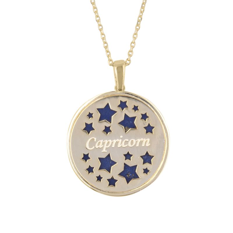 Zodiac Lapis Lazuli Gemstone Star Constellation Pendant Necklace Gold ...