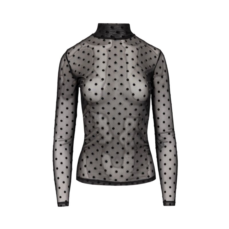 Black Polka Dot Sheer Blouse With Turtleneck | Oh!Zuza night&day | Wolf & Badger