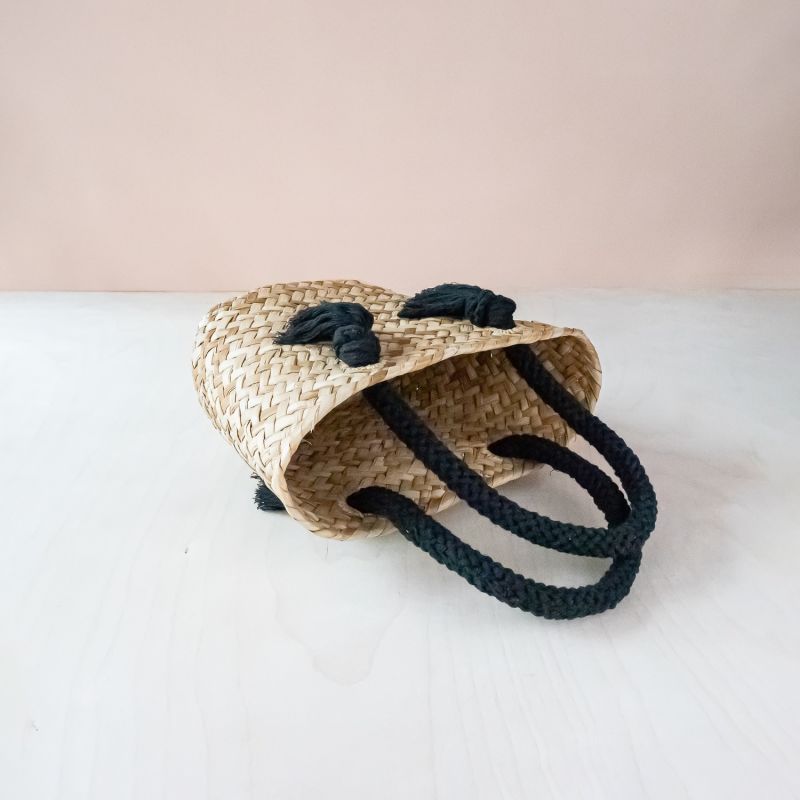 Black Small Classic Tote Bag With Braided Handles | LIKHÂ | Wolf & Badger
