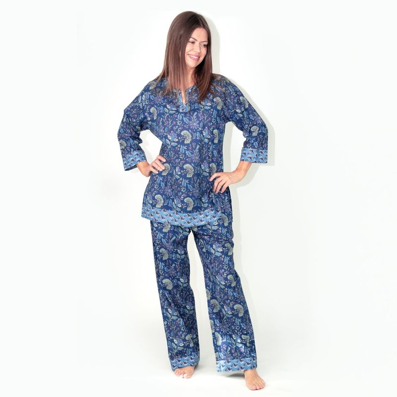 Indian Cotton Blue Lagoon Pyjama Set | inara | Wolf & Badger